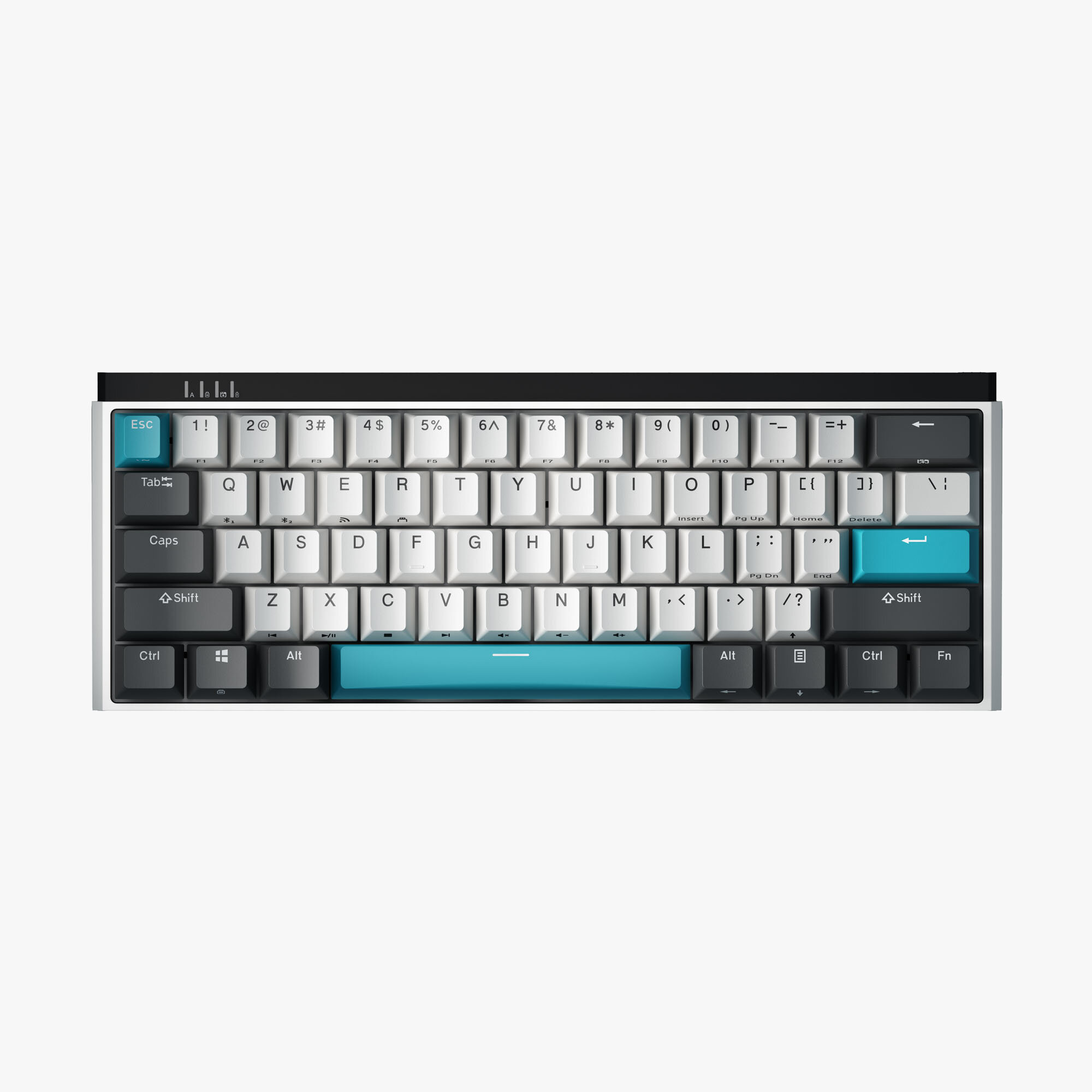 Клавиатура проводная + беспроводная Durgod K330w Plus Ion Storm (Kailh Turbo Red), белый/чёрный /голубой, механическая, клавиш - 61, Bluetooth, USB Type-A, радиоканал