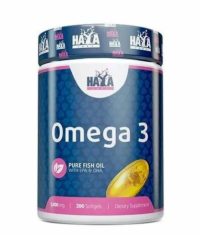 Пищевая добавка HAYA Labs Omega-3, для сердца и суставов, 1000мг, 200капсул