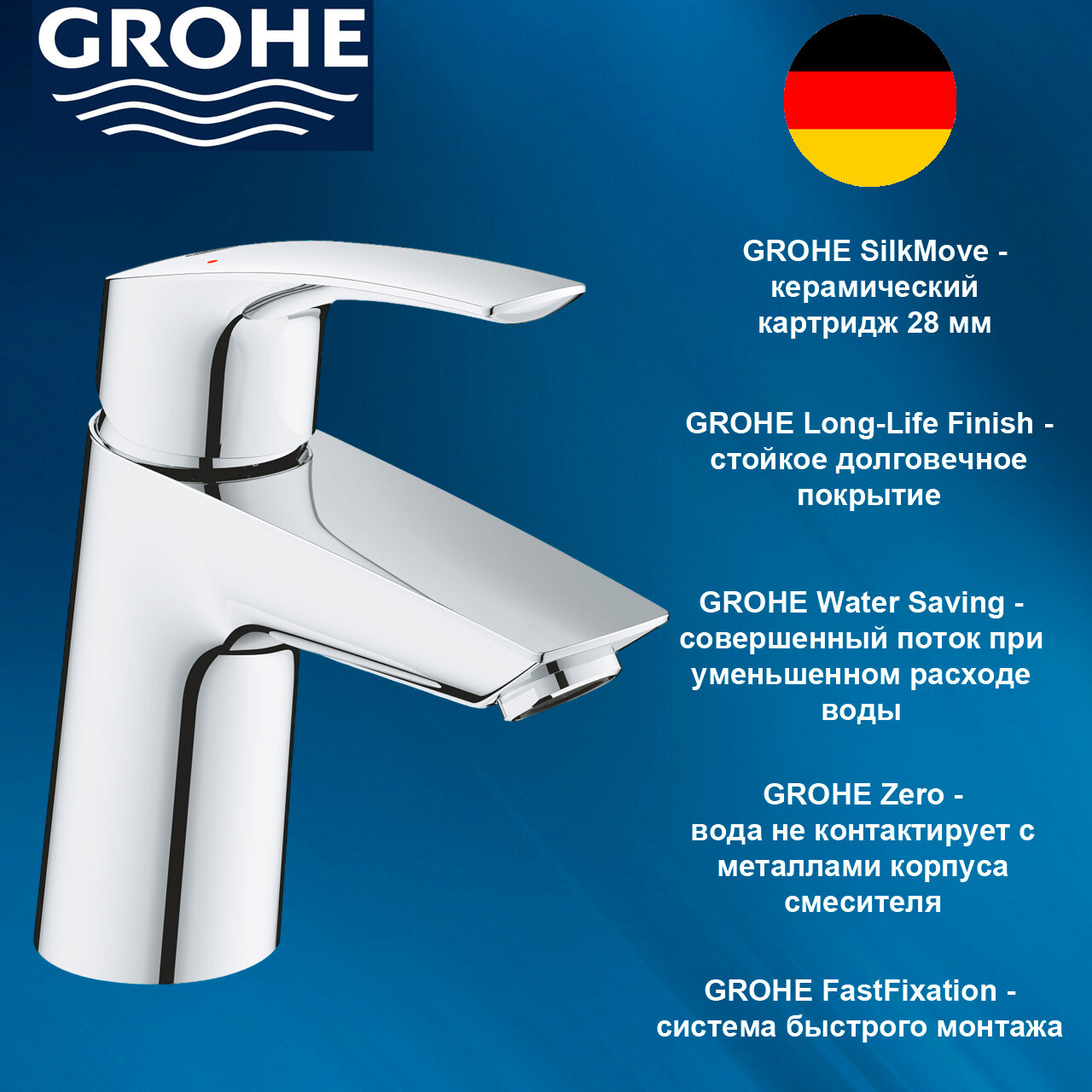 23967003 GROHE Eurosmart 2021 Смеситель для раковины корпус маленький, цвет: хром