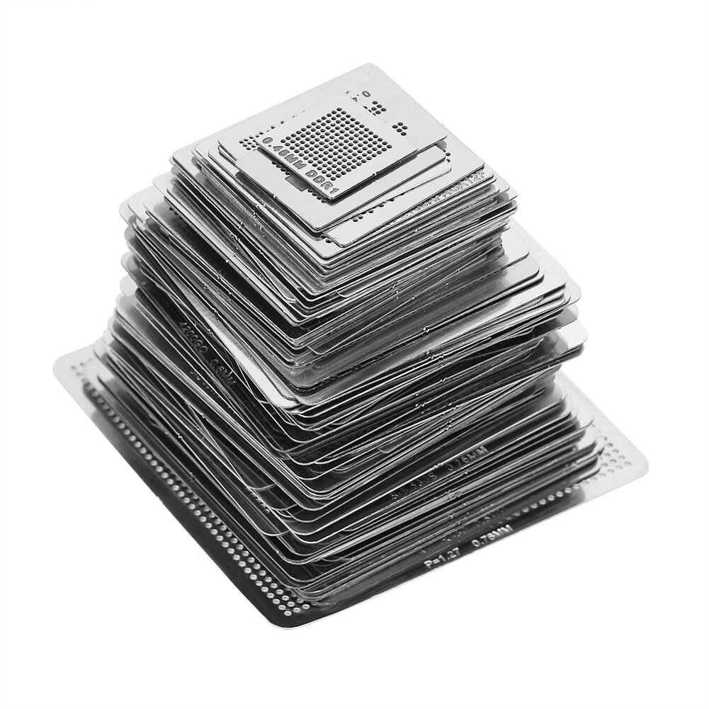 130 шт. универсальных трафаретов для реболлинга BGA, стальных шаблонов, сетки для прямой термообработки.