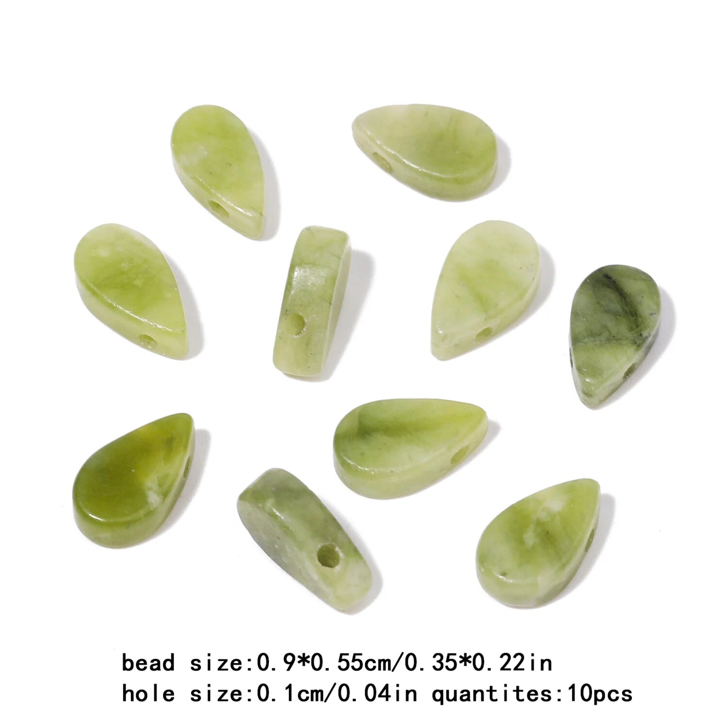 Бусины из натурального нефрита в форме капли воды, 9x5,5 мм