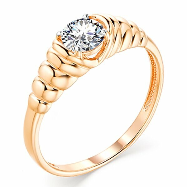 Кольцо, красное золото, 585 проба, фианит