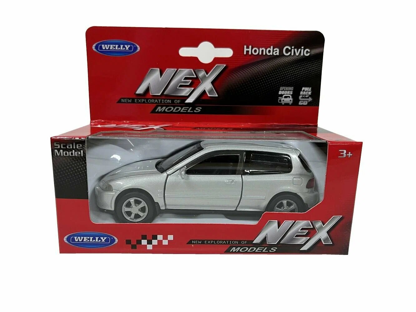 Игрушка Welly, модель машины 1:38 с пруж. мех, Honda CIVIC EG6, цвет серый. 43813W