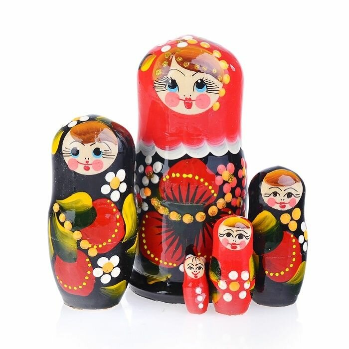 Матрешка Нескучные игры 5 в 1, расписная, Малая, РНИ, дерево (8055)