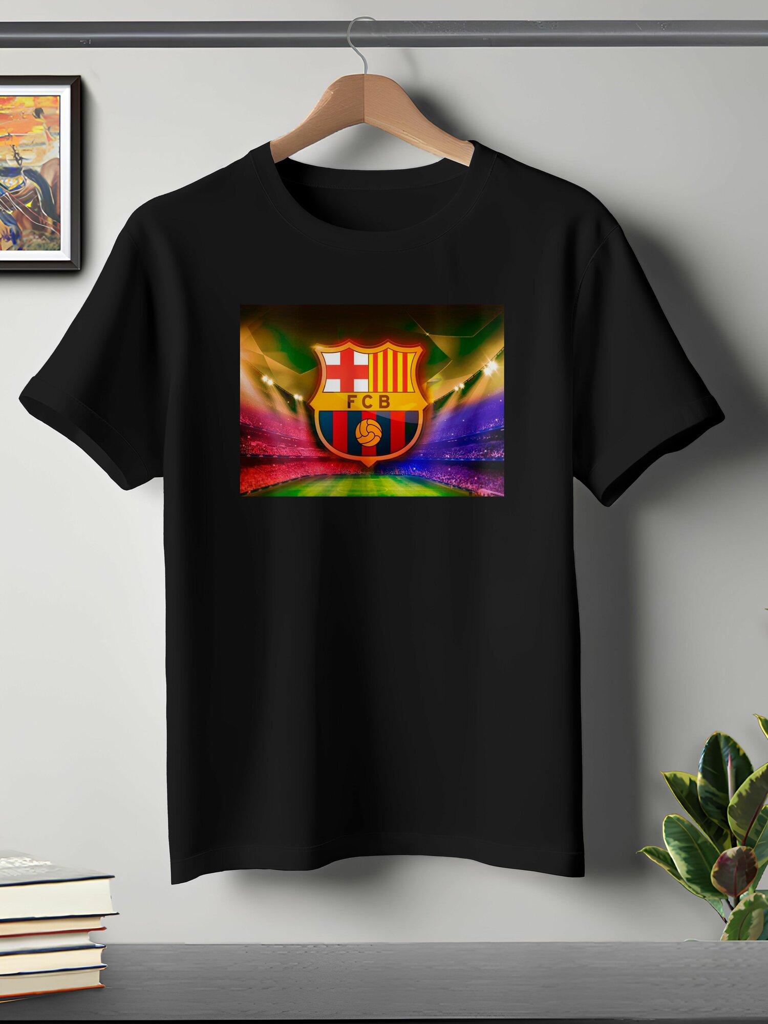 Футболка ONEQ унисекс 44-46 (S) размер с принтом Барселона, черная