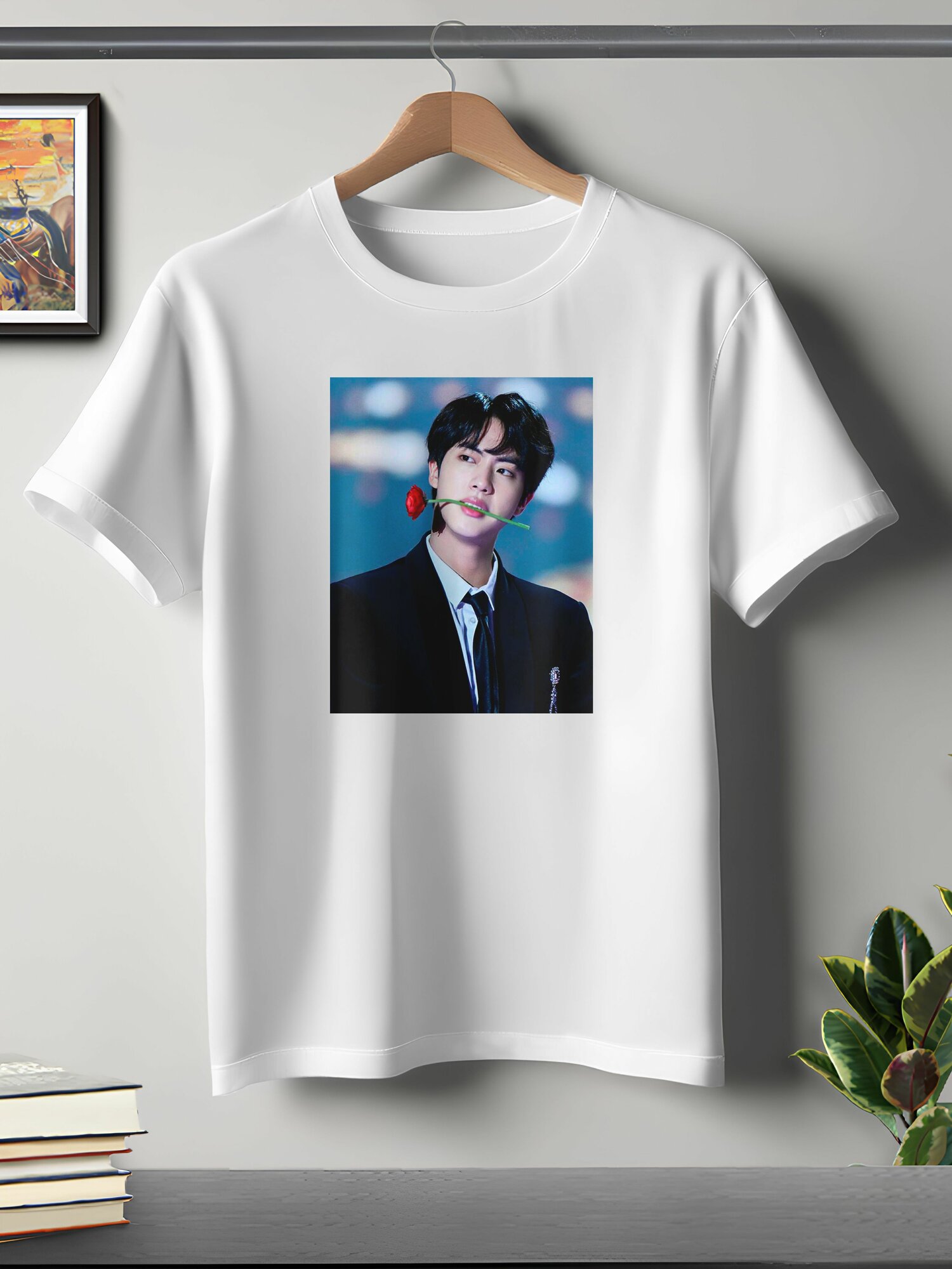 Футболка ONEQ унисекс 50-52 (XL) размер с принтом BTS, белая