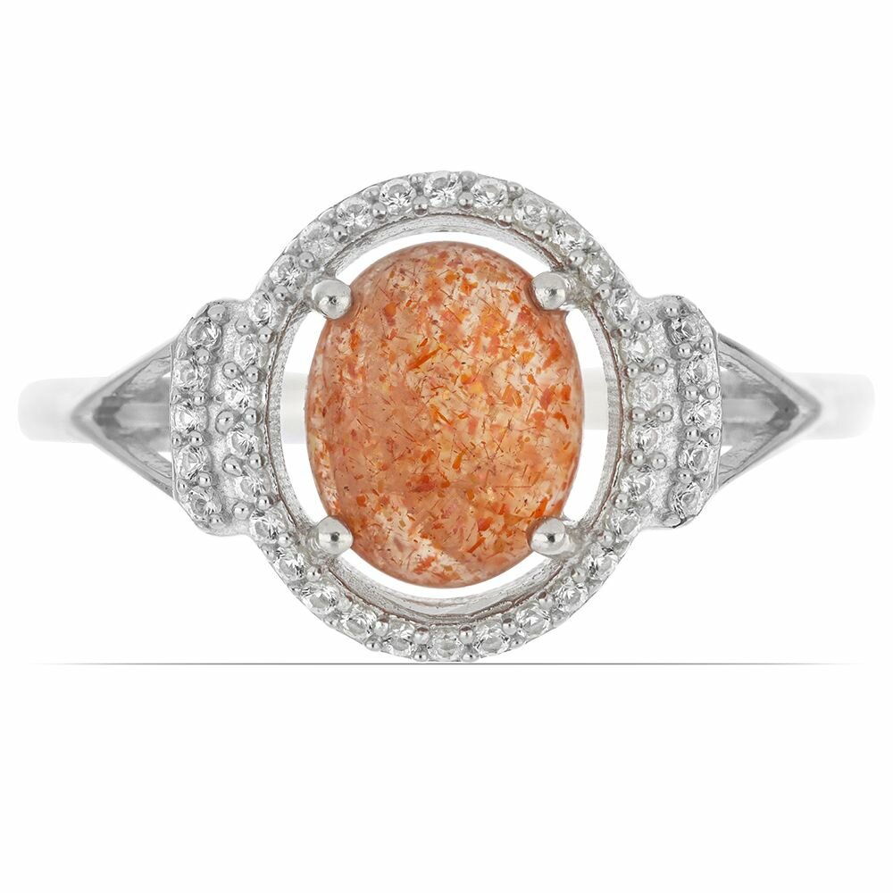 Кольцо, серебро, 925 проба, родирование, топаз