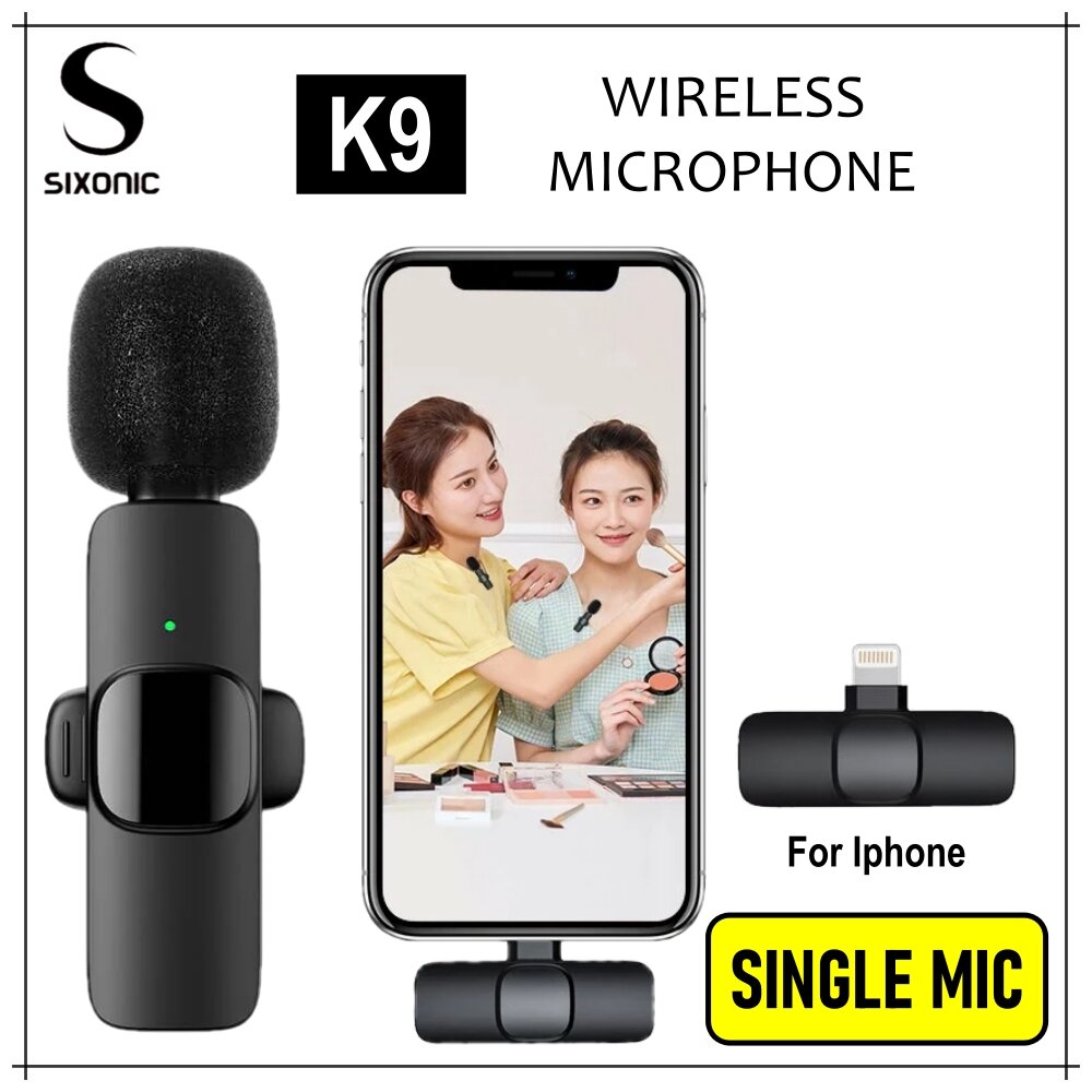 [Для iPhone] Sixonic 100% оригинальный беспроводной микрофон K8/K9 для Apple iPhone для прямой трансляции видеоблогов, з