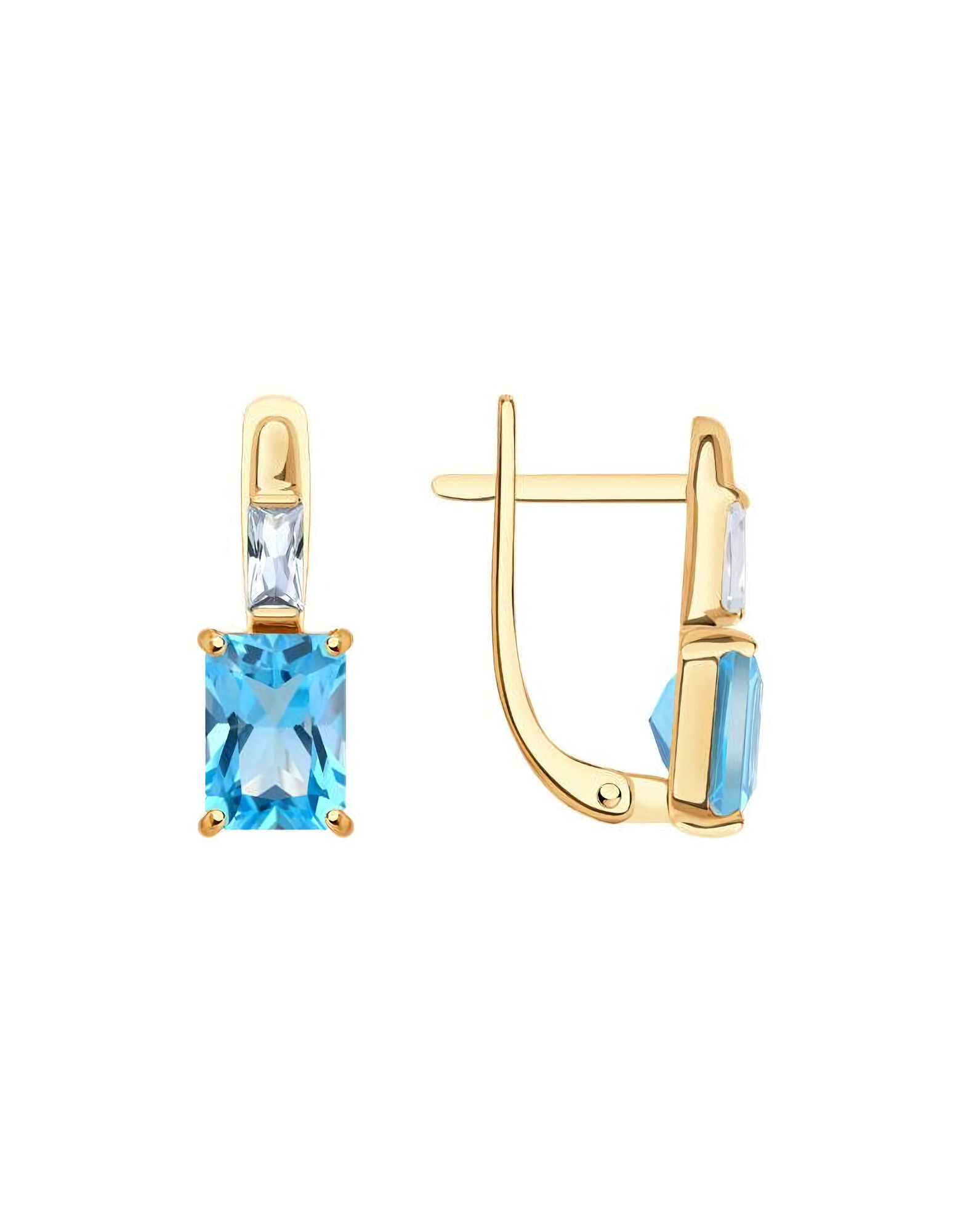 Серьги, красное золото, 585 проба, топаз