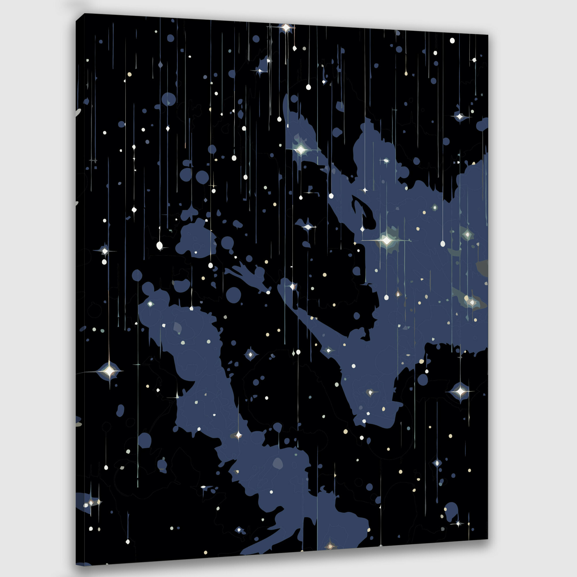 Картина по номерам 40x50 см, звезды, созвездия, ночное небо, Орион, Большая Медведица, Кассиопея, темно-синий фон