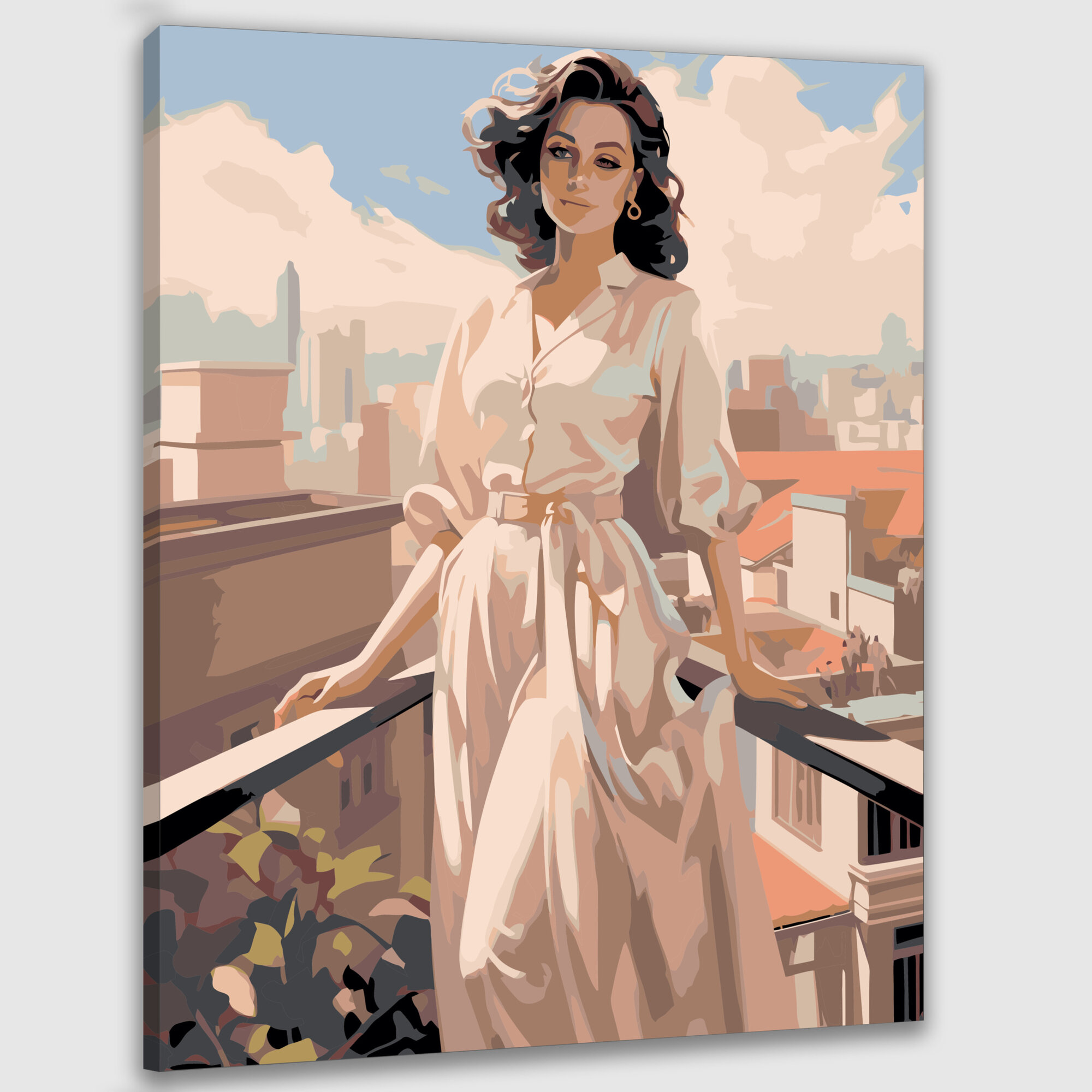 Картина по номерам 40x50 см, современная принцесса, бледная цветовая палитра, шикарный наряд, стильная одежда