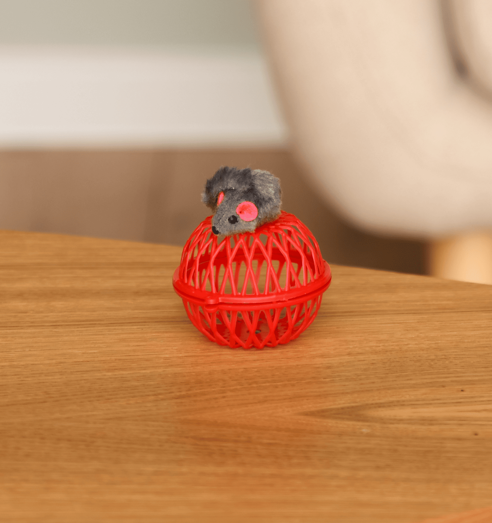 Игрушка для кошек, плетеный шарик с бубенчиком и мышкой, цвет в ассортименте