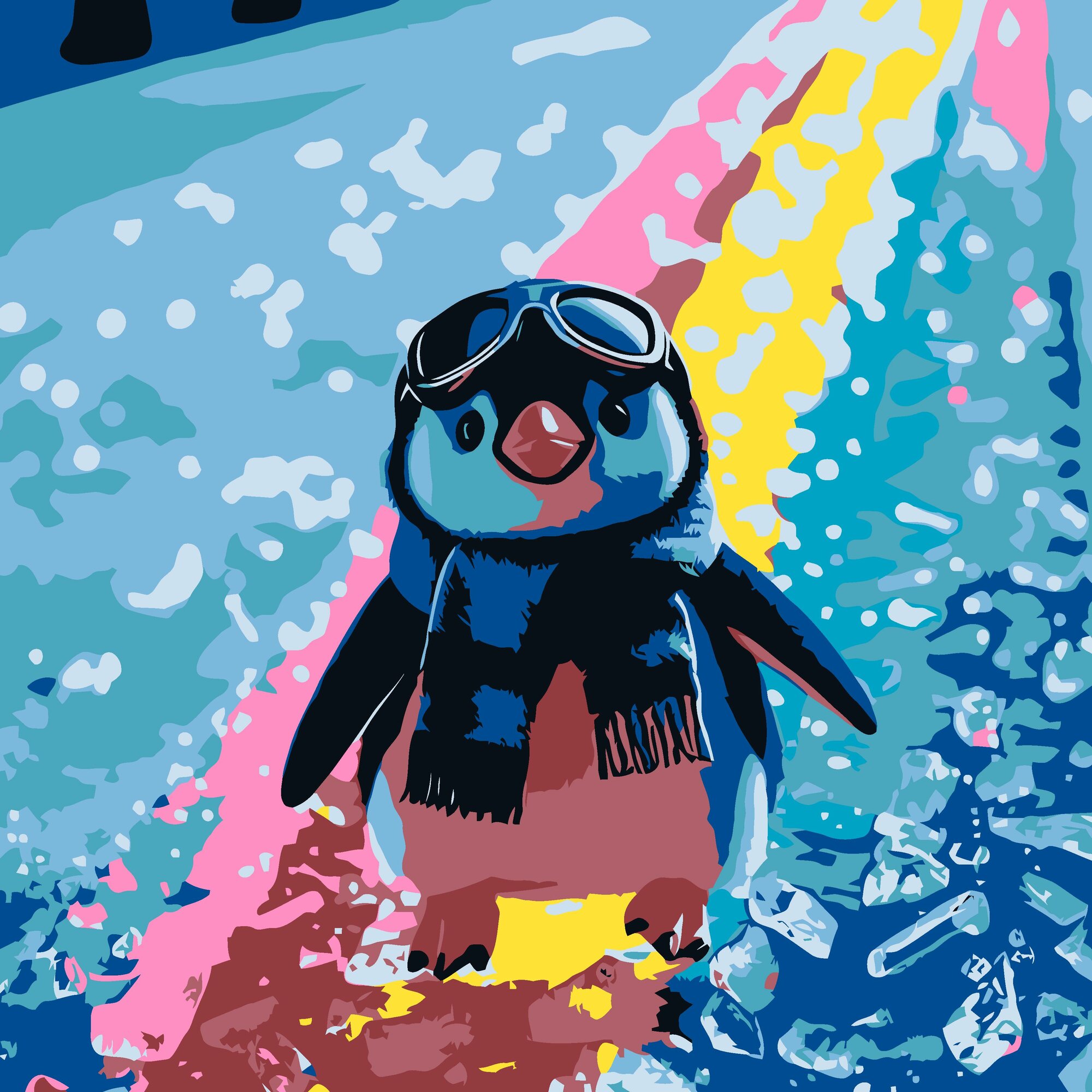 Детская картина по номерам E3396 "Пингвины" 30x30