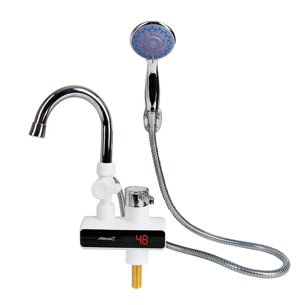 Водонагреватель проточный "ATH-7437" 3300Вт, белый/хром, с душем