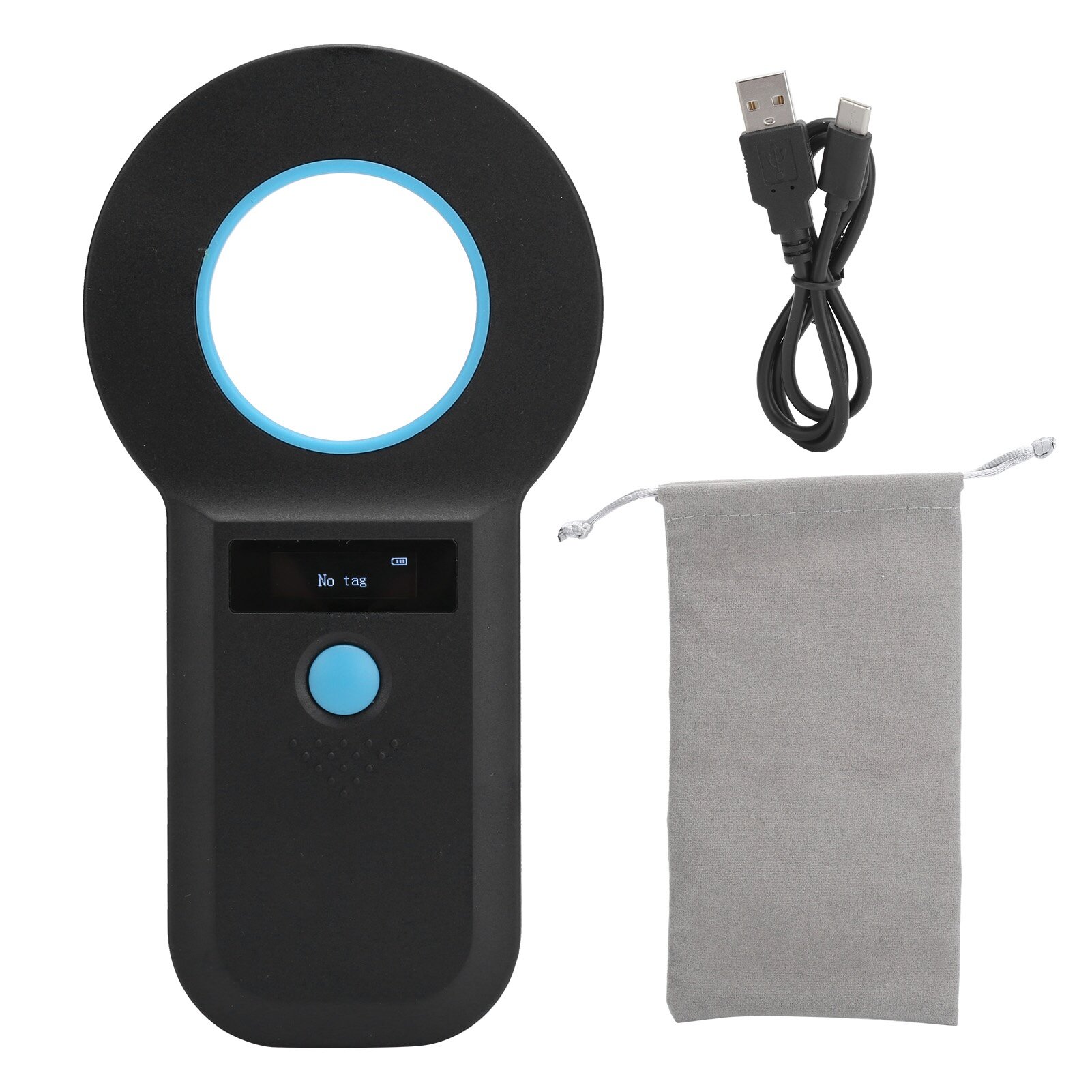 Сканер тегов животных Портативный OLED-считыватель этикеток для собак и кошек 134,2 кГц W90B EMID/FDXB (черный)