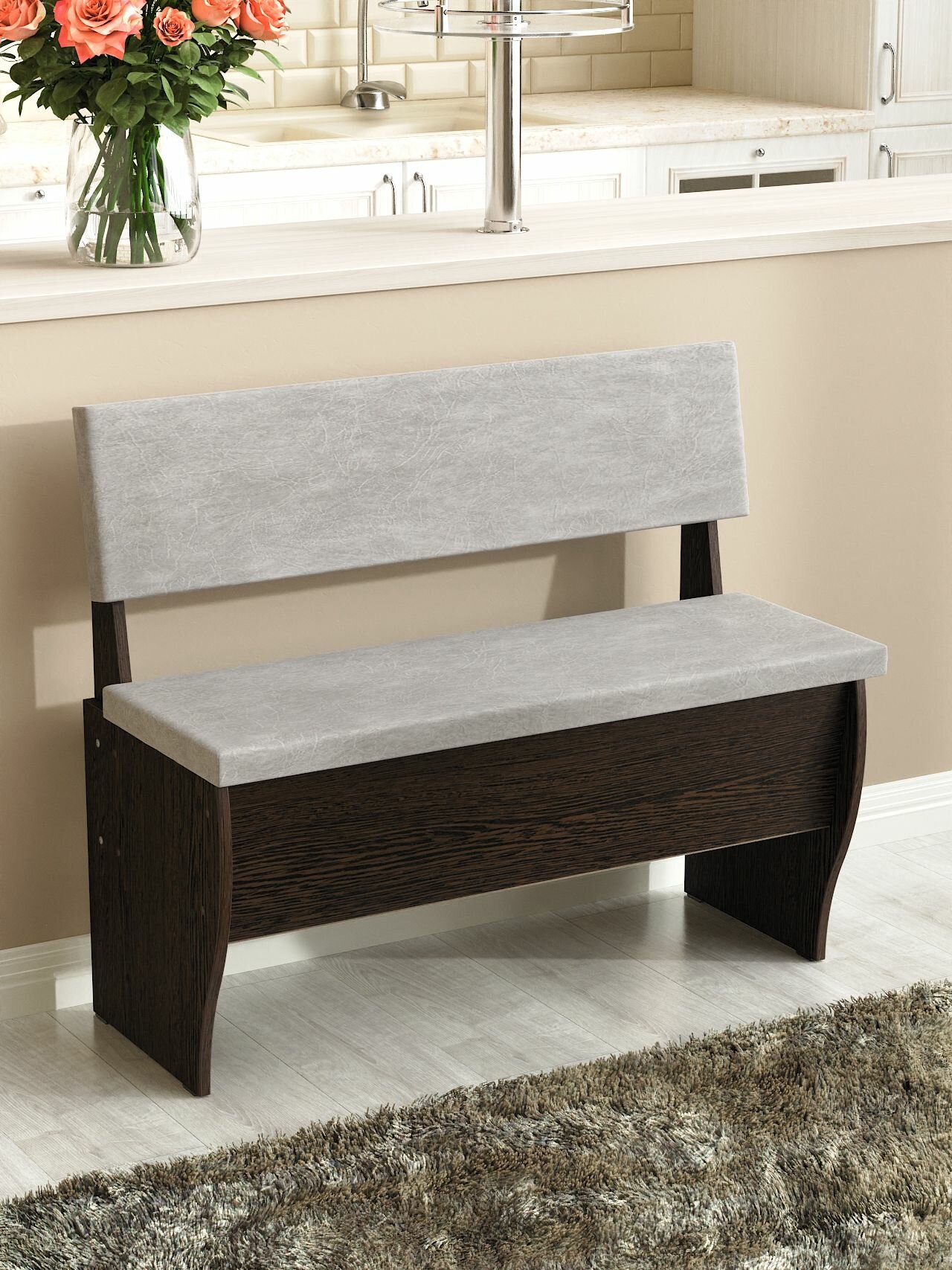 Скамья №2 для кухни с ящиком и спинкой