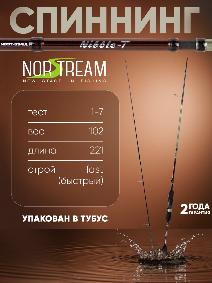 Спиннинг Norstream Nibble T 734UL тест 1 - 7 г, 221см