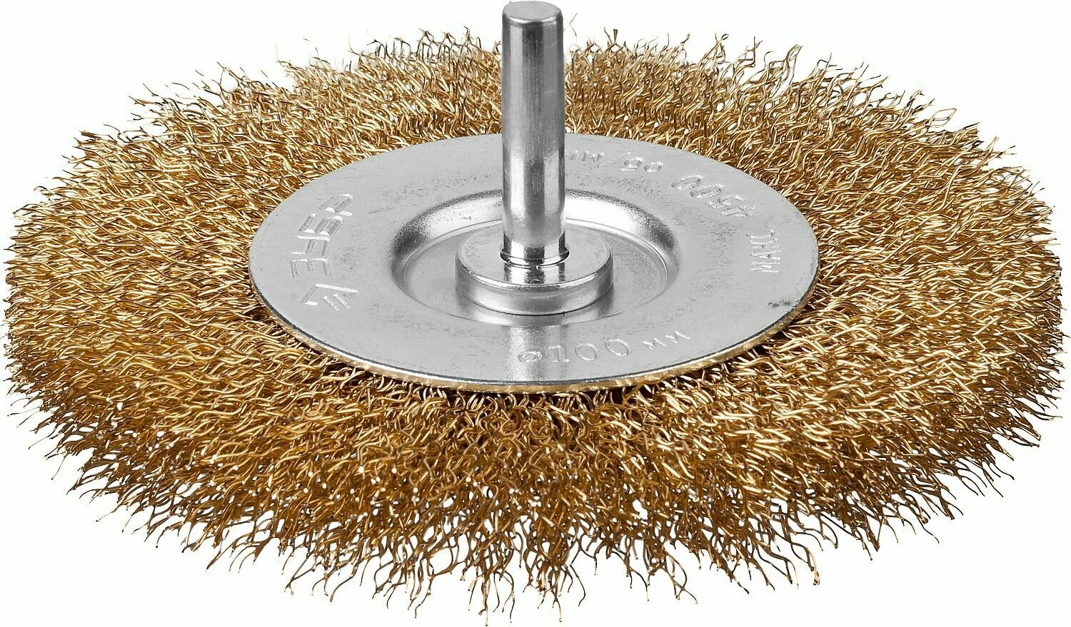 Дисковая щетка ЗУБР, 100 мм, витая стальная латунированная проволока 0.3 мм, для дрели 3520-100_z02