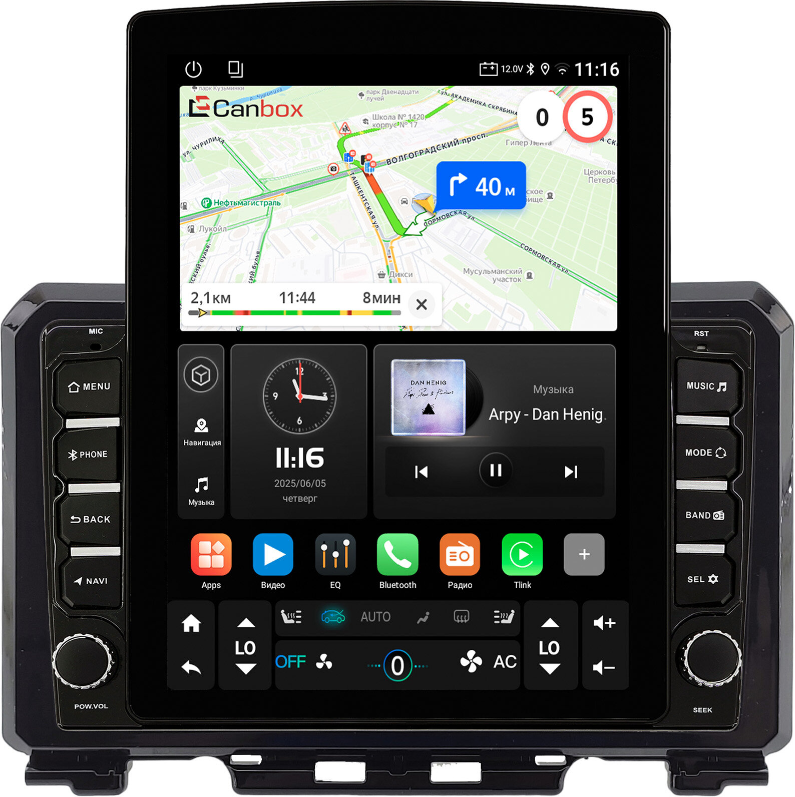 Штатная магнитола Suzuki Jimny 4 2018-2024 Canbox GT095-9216 на Android 10 (QLed, 2/32, DSP, CarPlay)