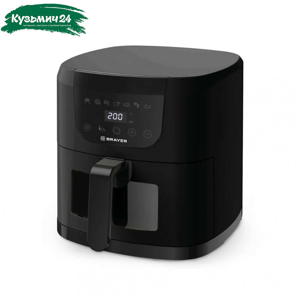 Аэрогриль Brayer BR2045, съемная решетка, таймер, LCD-дисплей, 7 программ, 5 л, 1500 Вт, 1 шт.