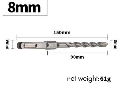 Сверло ударное 8x150 мм, квадратный хвостовик