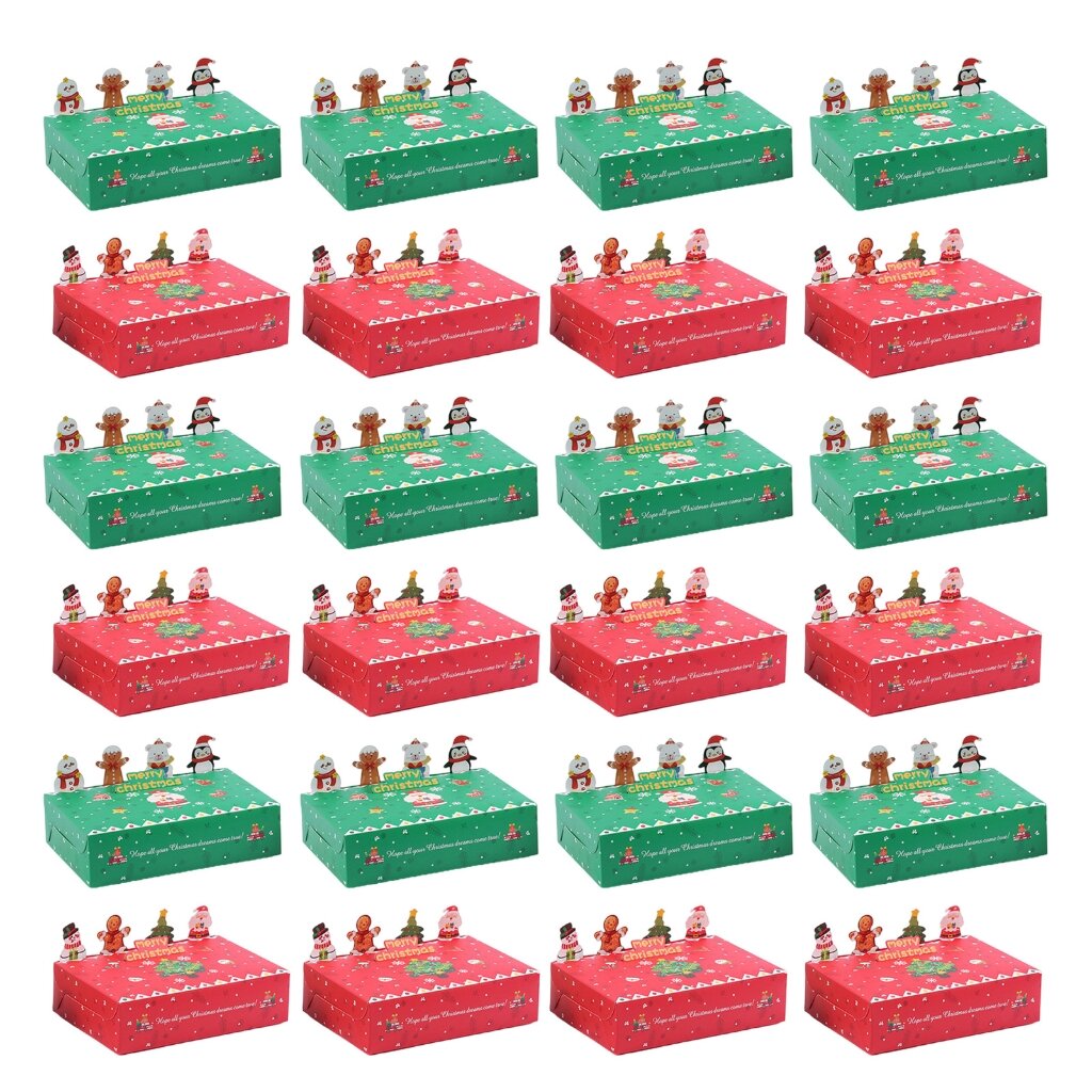 24шт Рождественские 3D коробки для печенья Футляр для упаковки фестивального печенья Контейнеры для хранения фестивальных угощений Принадлежности для вечеринок