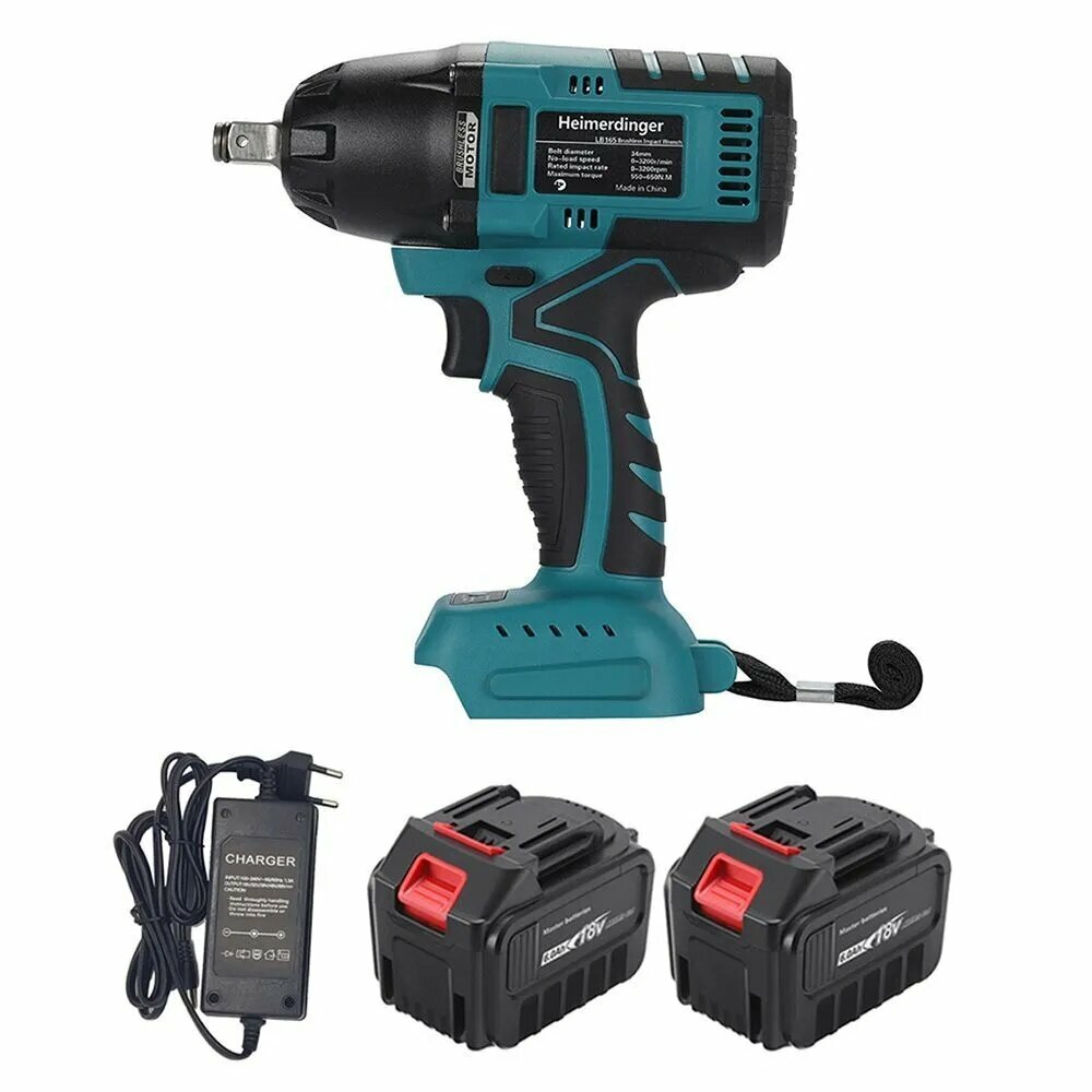 Бесщеточный аккумуляторный гайковерт Heimerdinger LB165, квадрат 1/2", 650 Нм, 2х6,0 Ач Li-Ion