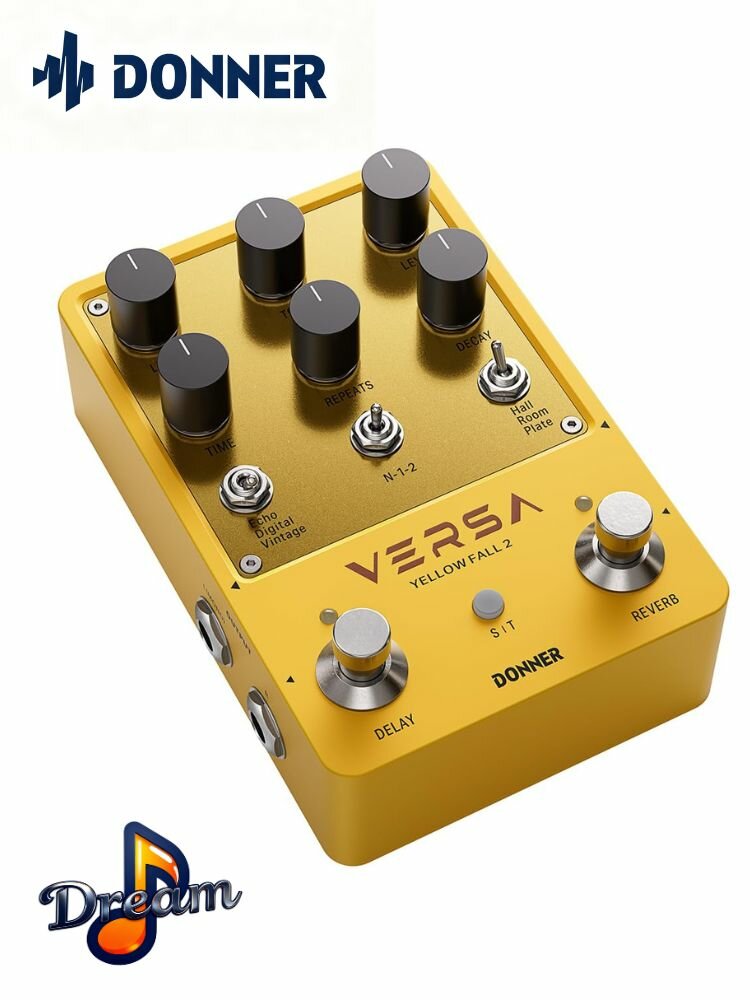 Педаль Donner Yellow Fall 2 Guitar Reverb & Delay, 2 в 1 с функцией Tap Tempo