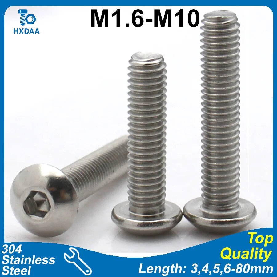 Винты шестигранные XIAOCHAO WJ1024 из нержавеющей стали 304, M1.6-M10, 6mm