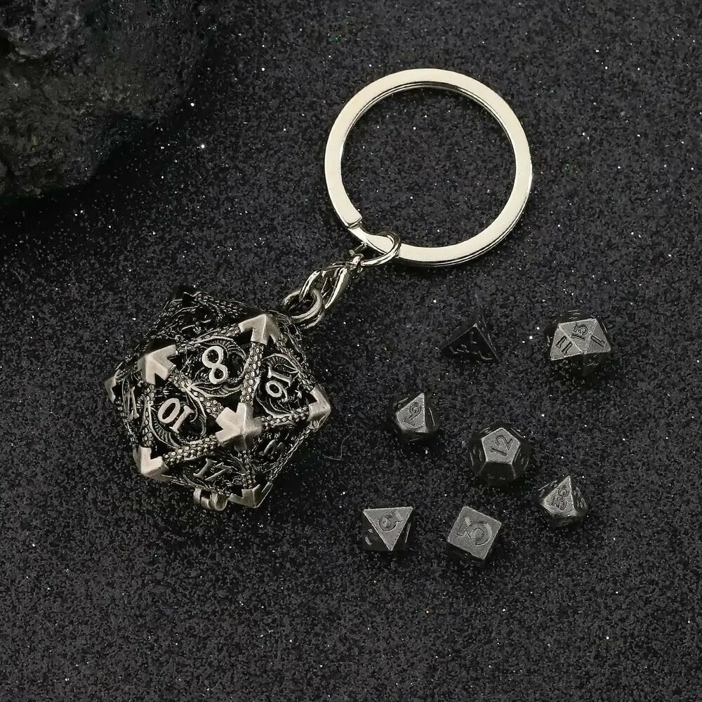 Металлический брелок с дайсом d20 D&D Кубик для ключей Подарок геймеру