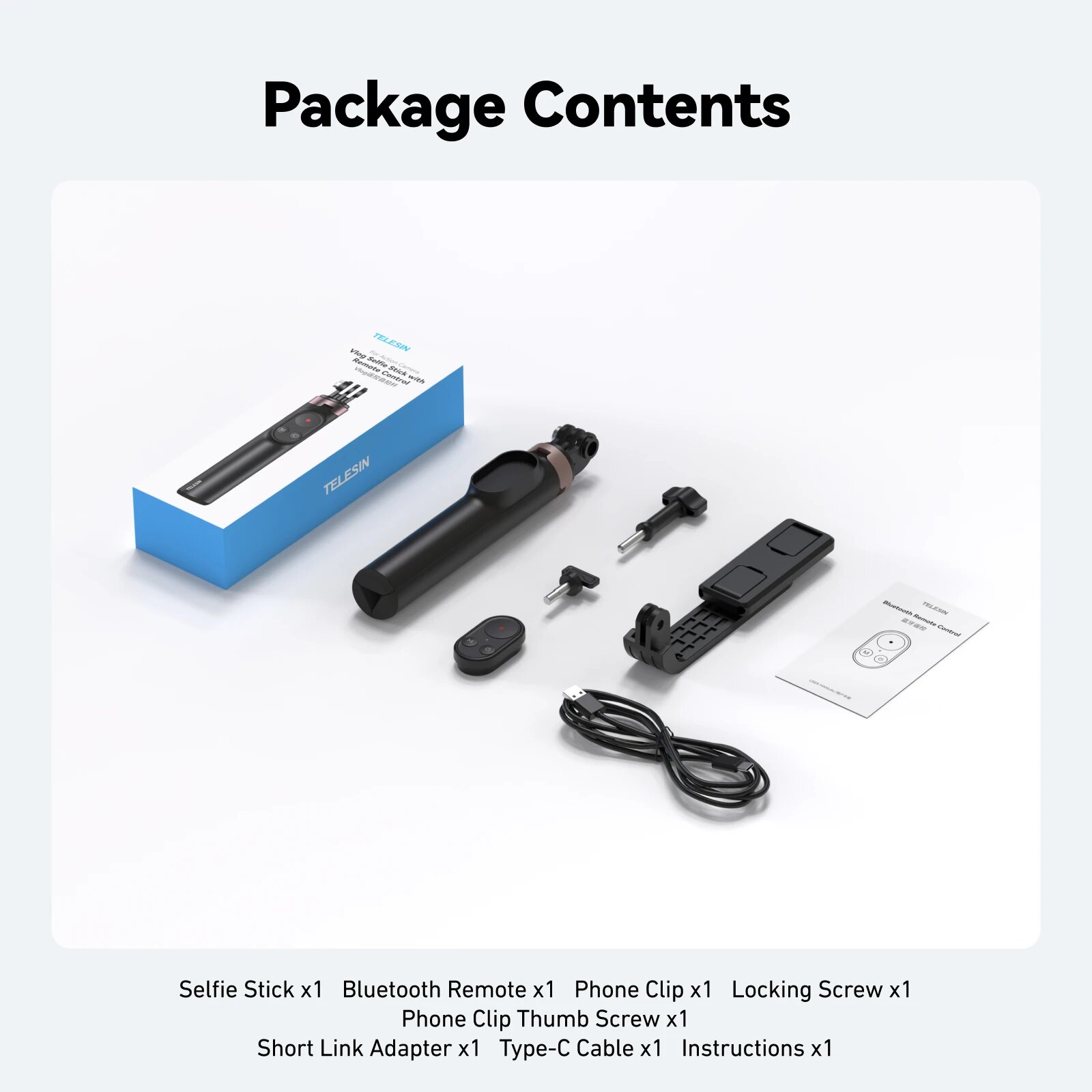TELESIN пульт дистанционного управления, беспроводная Bluetooth-палка для селфи, штатив для смартфона DJI OSMO Action 4 5pro 6 360 Gopro 9 10 11 12 13