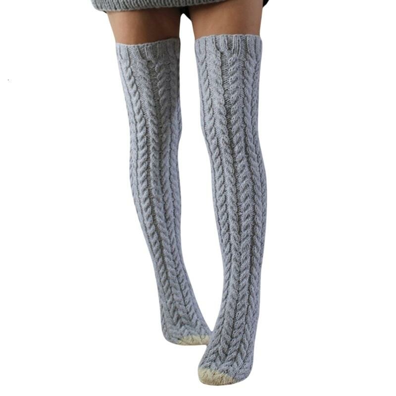 Женские вязаные гольфы до бедра, Серый