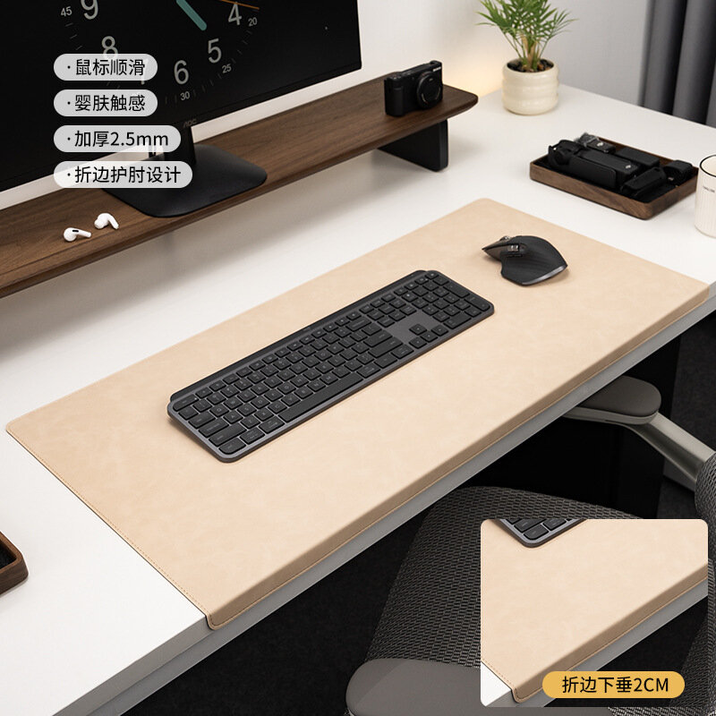 Коврик для стола с подлокотником, складной край, кожа с узором Crazy Horse, большой коврик для мыши, офисный коврик для стола, коврик с подвесным краем и пряжкой