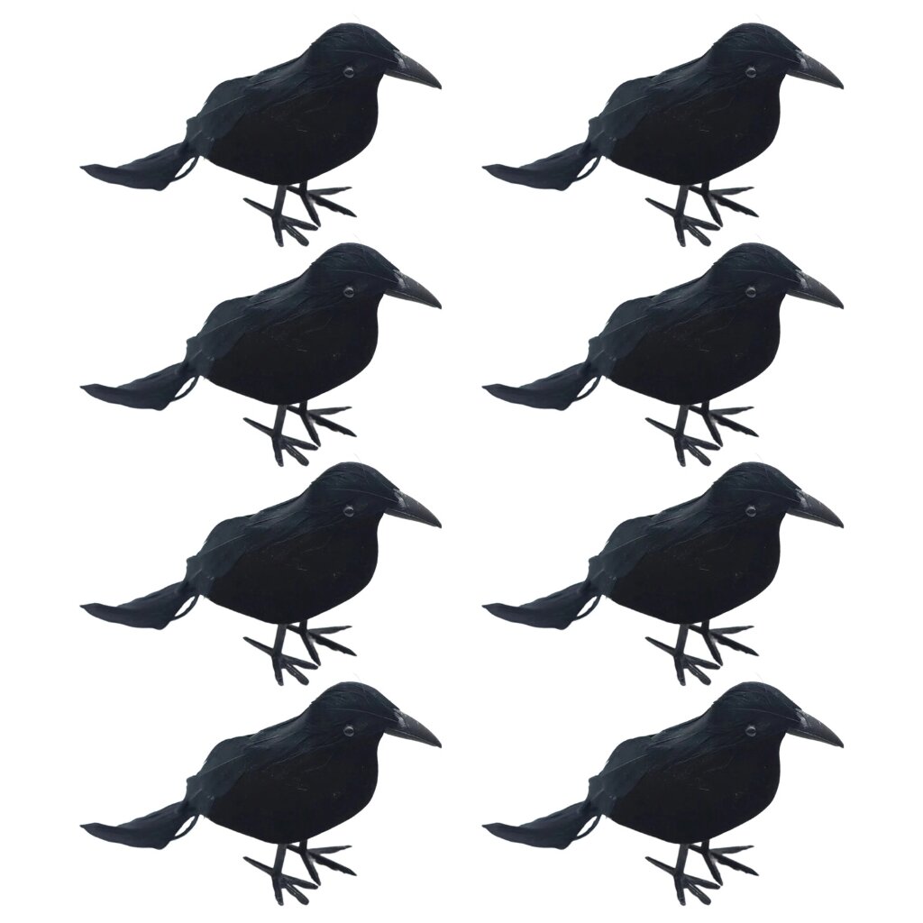Упаковка из 8 Реалистичных Пернатых Ворон Реалистичные Пернатые Вороны На Хэллоуин Реквизит Для Украшения Улицы
