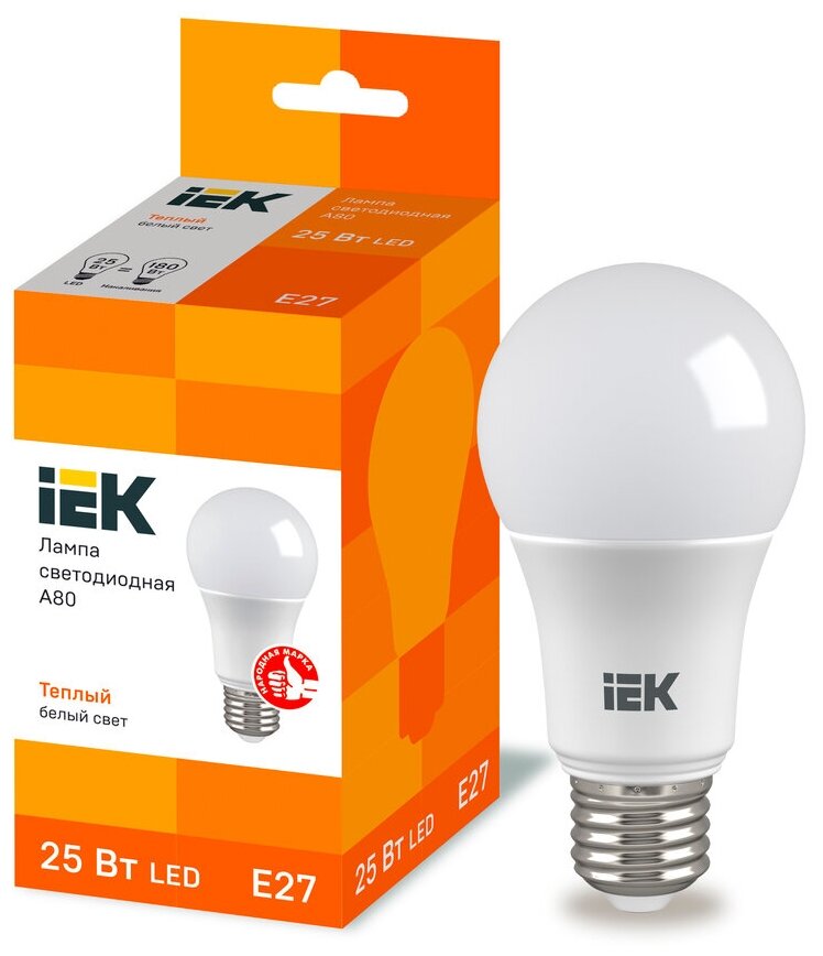 IEK Лампа LED A80 шар 25Вт 230В 3000К E27