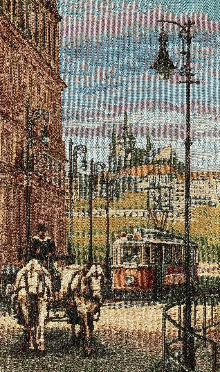 Гобелен, гобелен без рамы 28х17 см / "Прага. Костел Девы Марии перед Тыном"