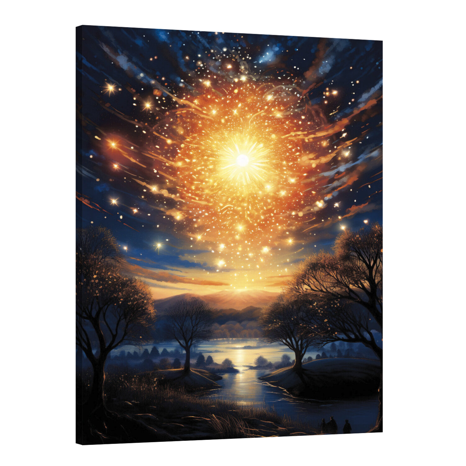Интерьерная картина 50х70 "Имболк: зимний фейерверк солнца"