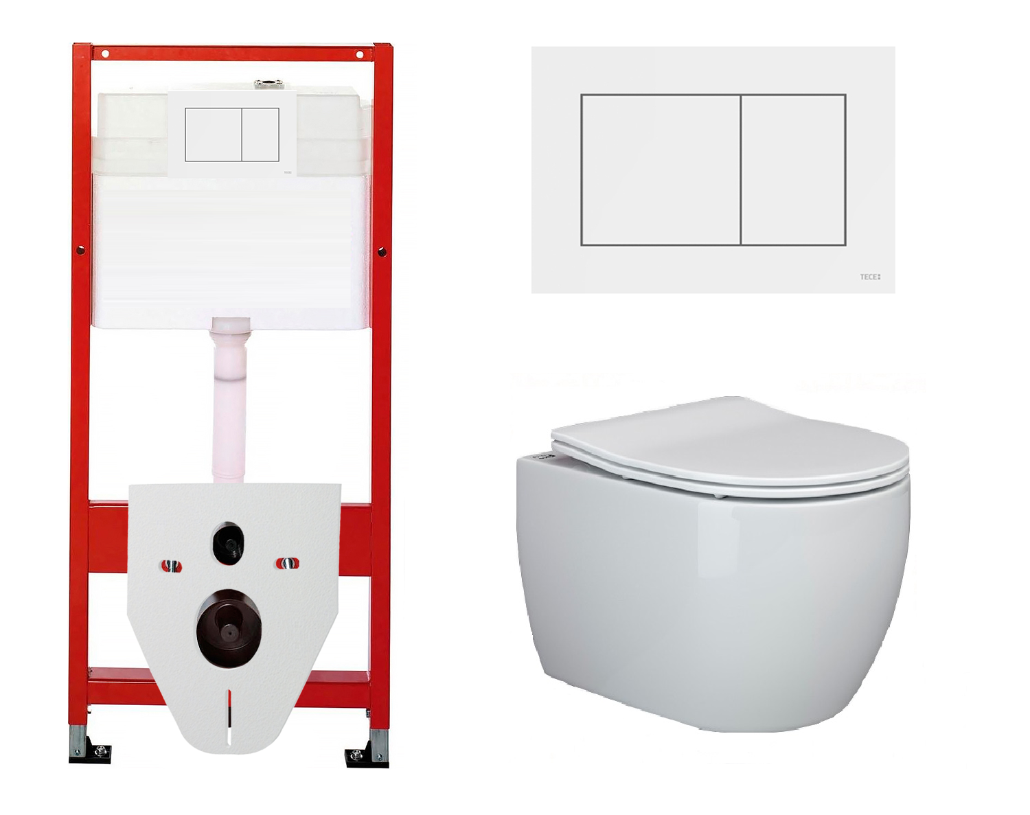 Комплект 3 в 1 инсталляция Tece Base 9400413 + Подвесной унитаз Ceramica Nova Play CN3001 с кнопкой смыва, в стиле hi-tech