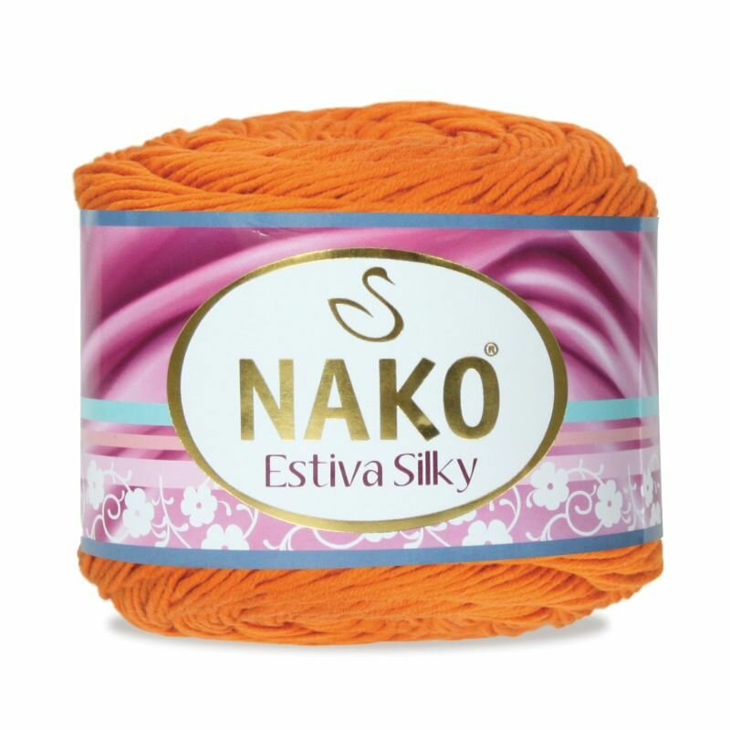 Пряжа Estiva Silky, Nako, яр. оранжевый - 12926, 52% хлопок, 48% бамбук, 5 мотков, 100 г, 224 м.