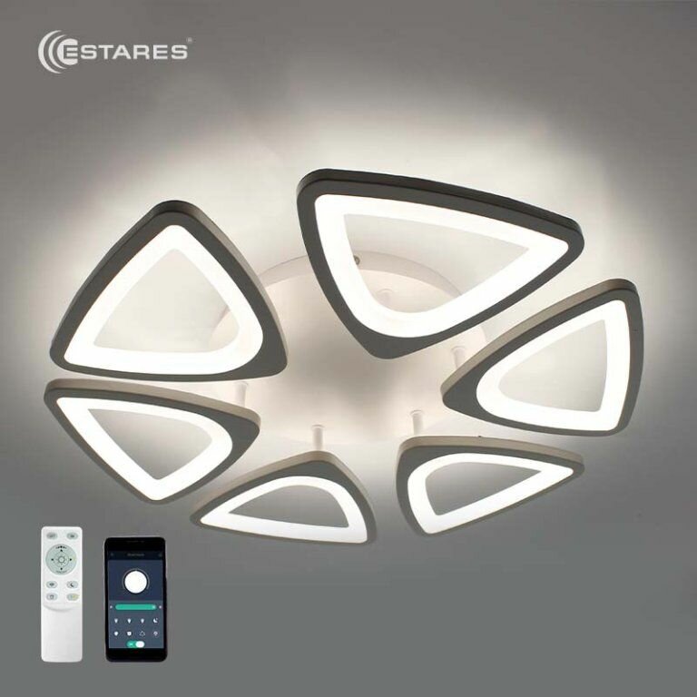 Управляемая светодиодная люстра Estares "Room 120Вт 6TR APP" 52х7 см белая