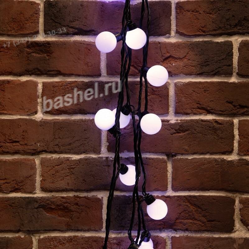 Гирлянда "Мультишарики" д.23 мм, 10 м, цвет белый, чёрный ПВХ, 80 диодов, Neon-Night