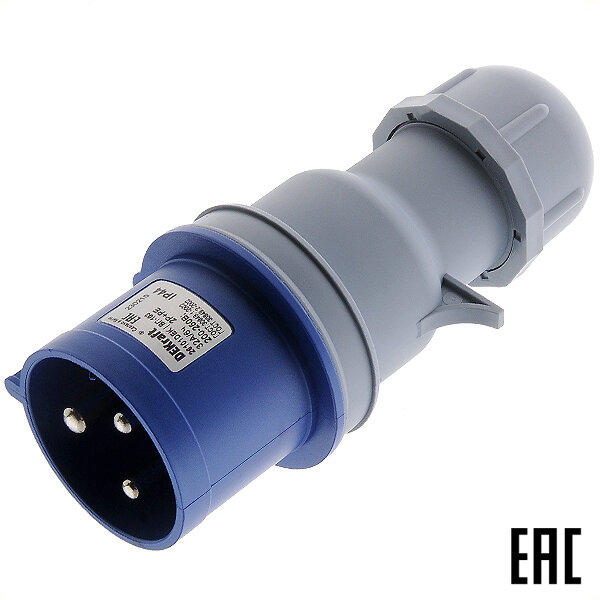 Вилка кабельная ВП-103 26101DEK 32А 220В 2P+PE IP44 CEE023-6 DEKraft