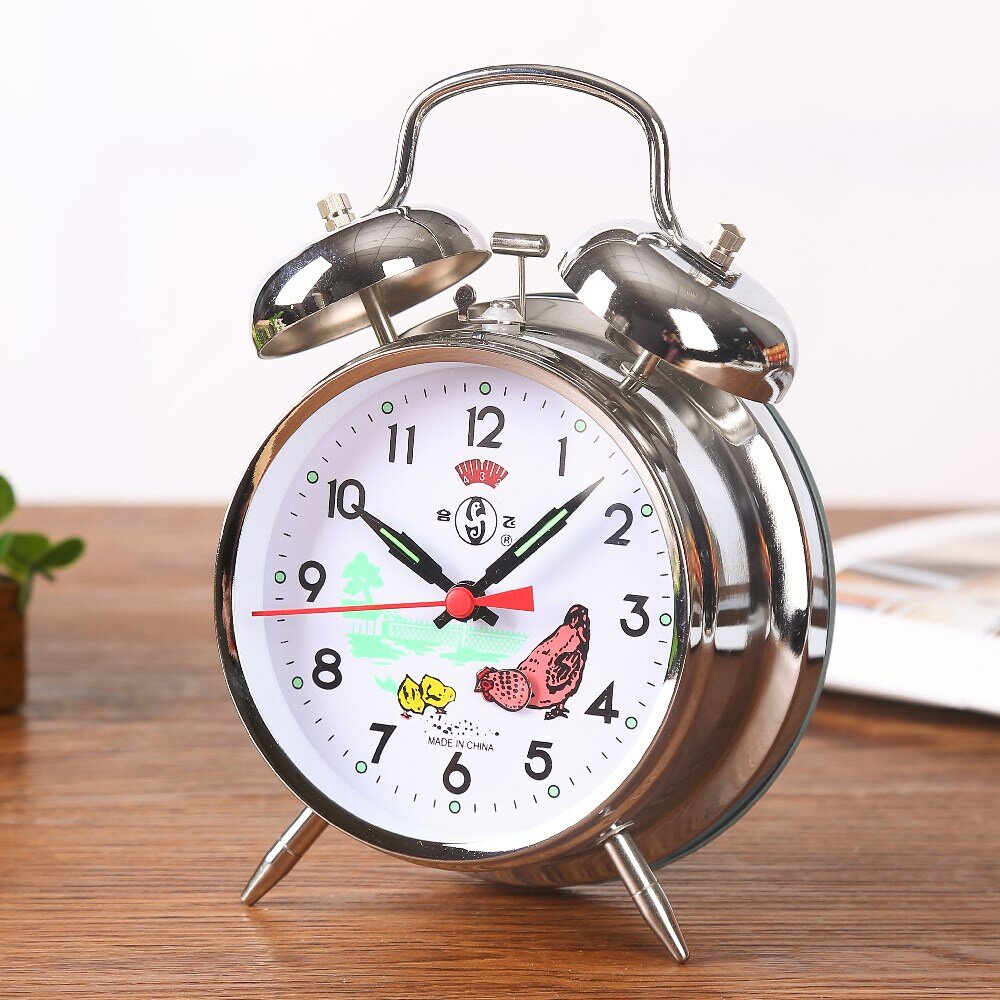 Светящийся механический заводной будильник из Хэфэя, электронный громкий будильник с курочкой, поедающей рис, ретро-ностальгический старинный будильник.