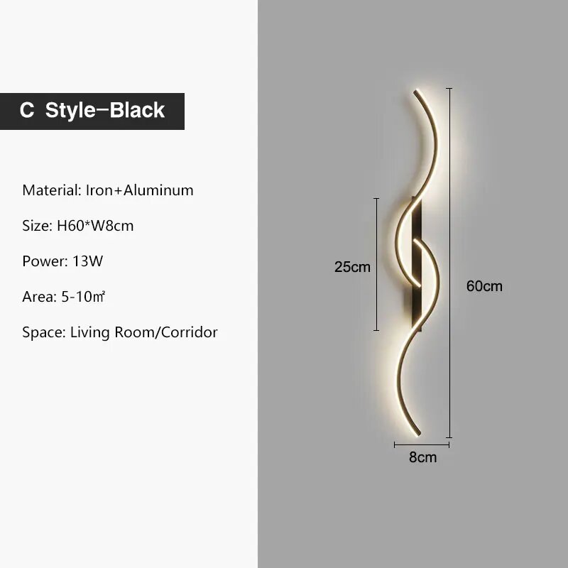 Внутренние светодиодные настенные светы для спальни, настенные светодиодные лампы для под изголовья кровати вверх и вниз, световые приборы для освещения фона дивана, внутреннее освещение, черный цвет