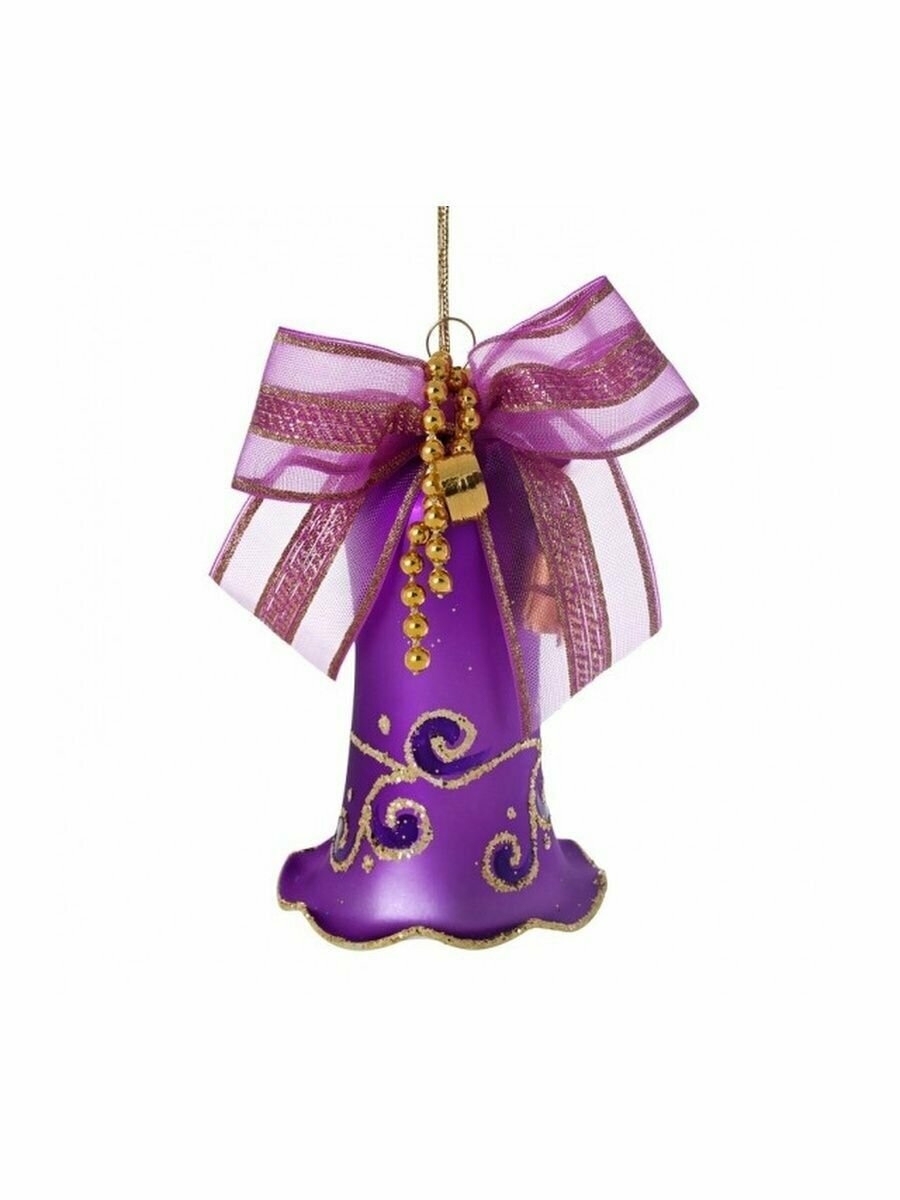 Игрушка на елку Колокольчик Праздничный фиолетовый