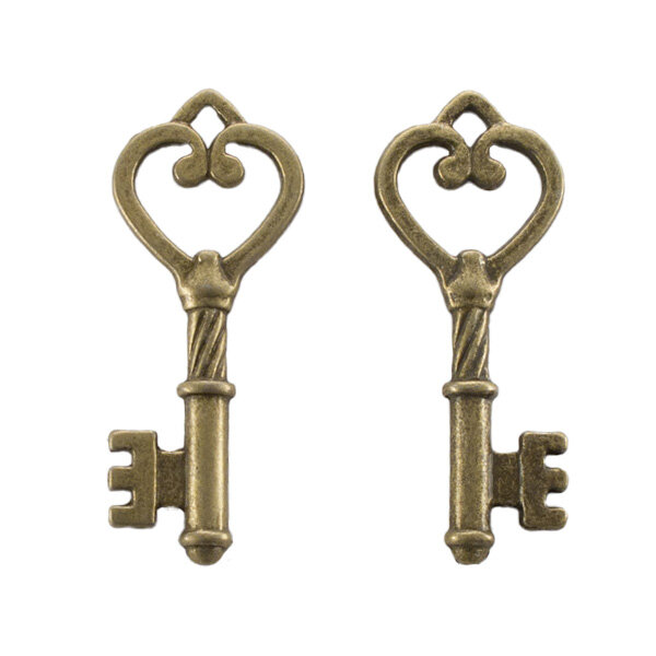 Подвеска, 46х19мм, ключик, базовый материал - цинковый сплав, бронзовый, 5 шт.