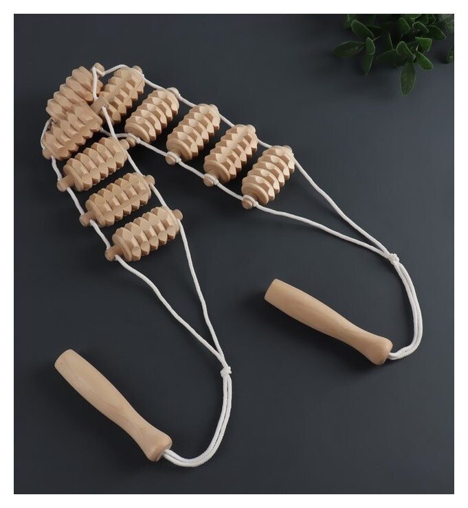NNB Массажёр-лента деревянный, роликовый, 3 х 6,8 х 122,5 см, 10 звеньев
