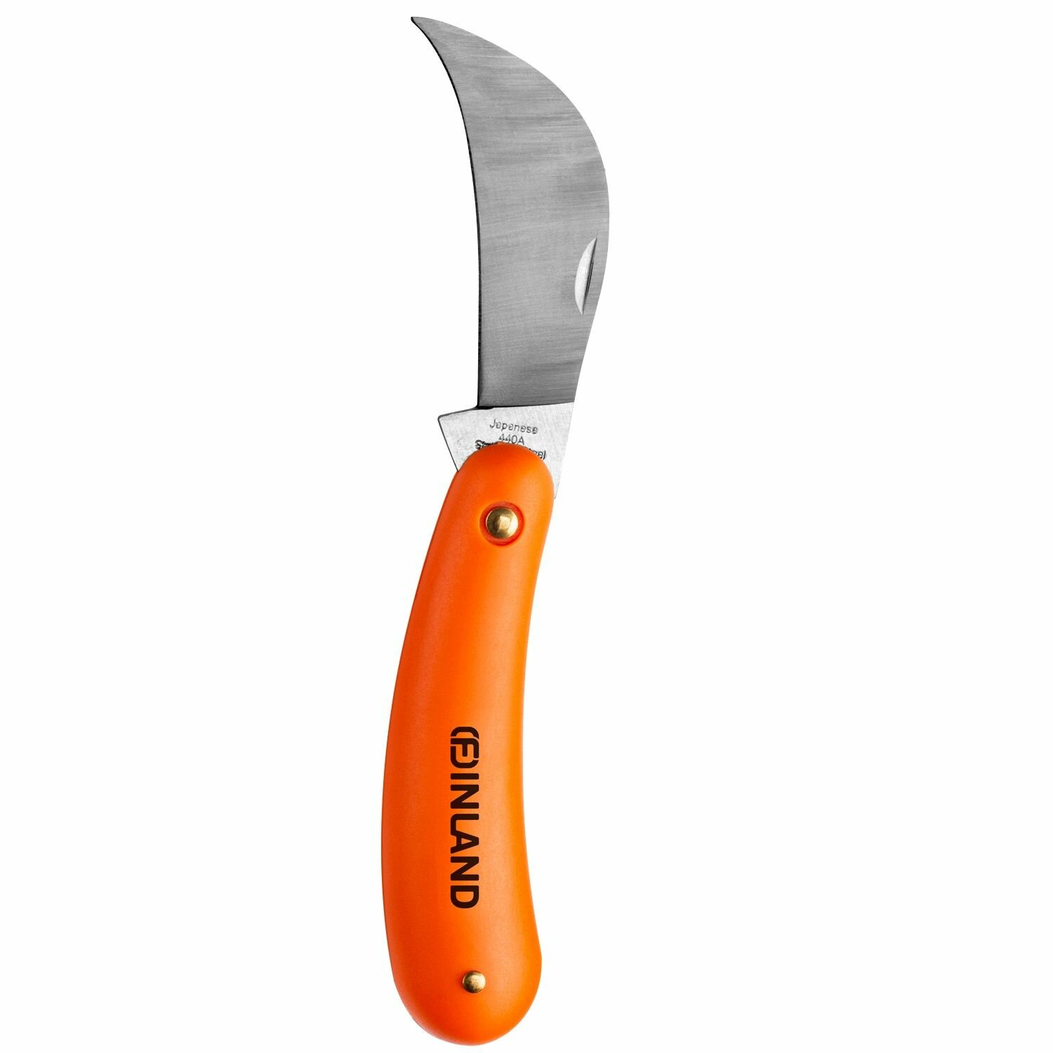 Садовый нож FINLAND, 178 мм, с изогнутым лезвием, складной, оранжевый/серый