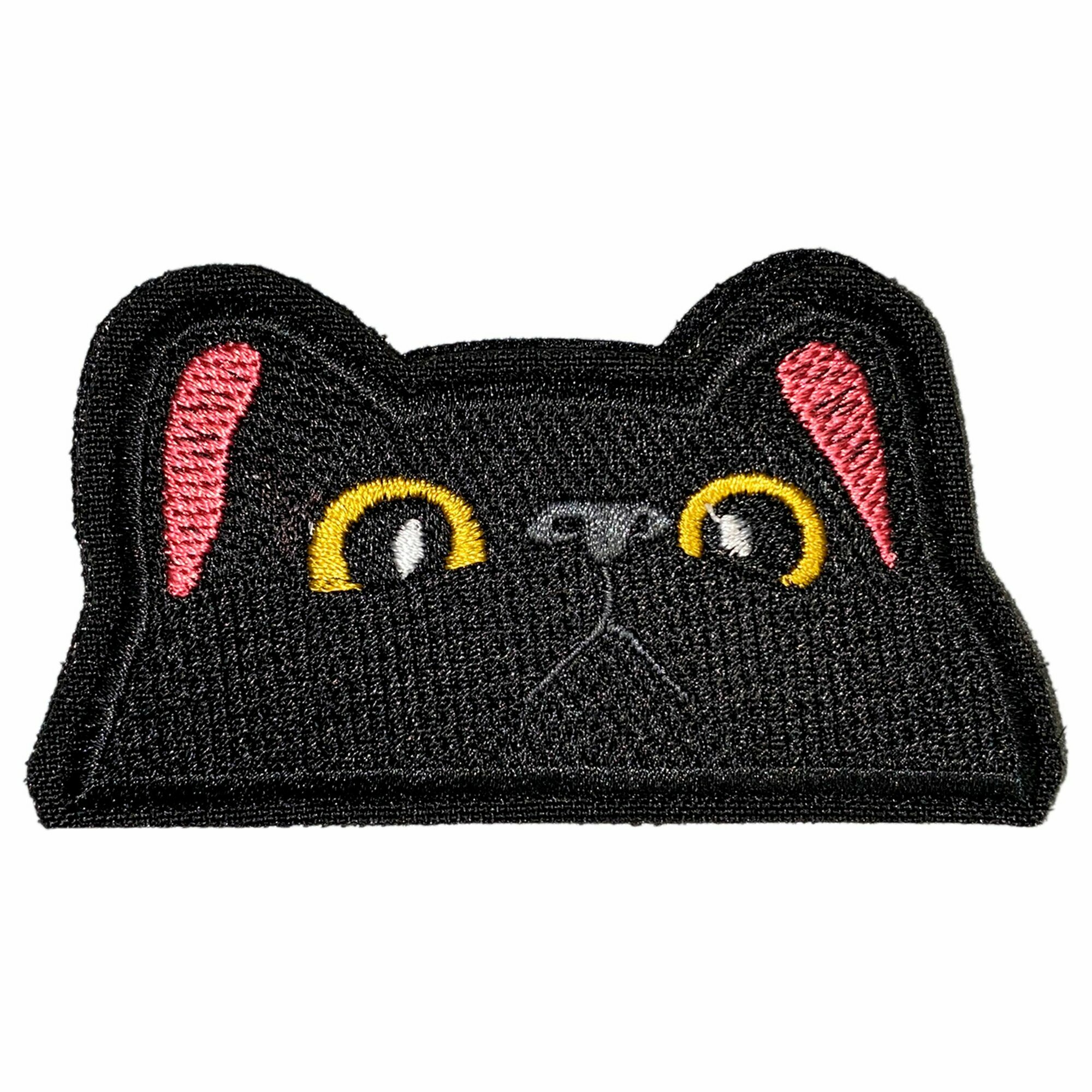 Нашивка, шеврон, патч (patch) на липучке Кот снизу черный, размер 4,8*8,8 см