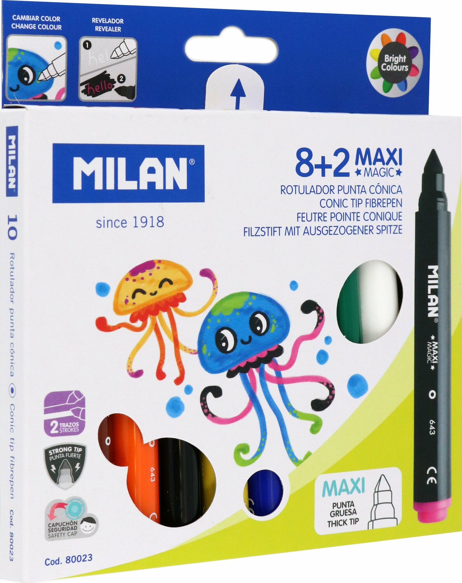 Фломастеры Maxi Magic, 8 цветов + 2 меняющих цвет